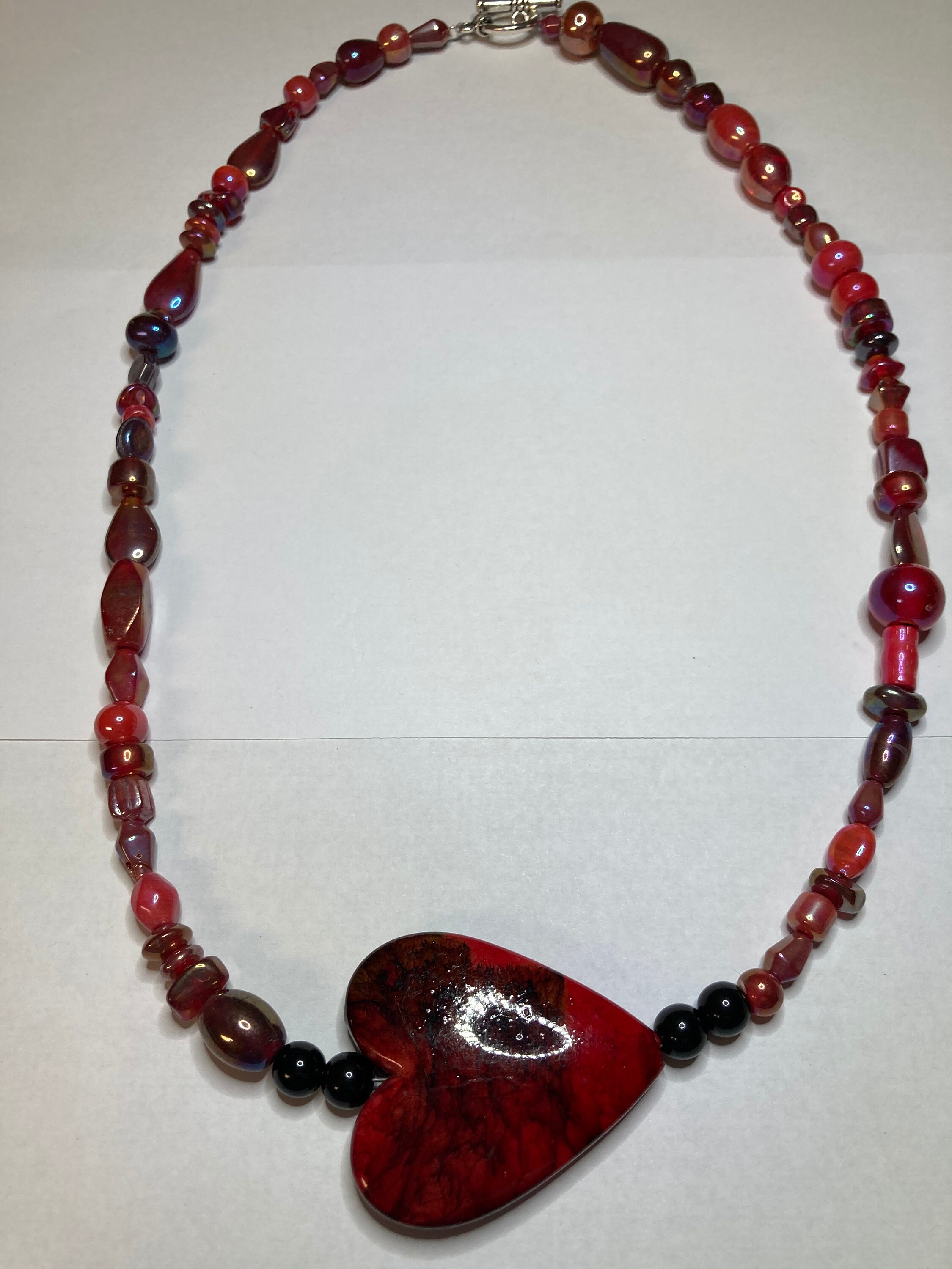 Red Heart Necklace / Red Marble Heart Necklace / Red Heart - Etsy