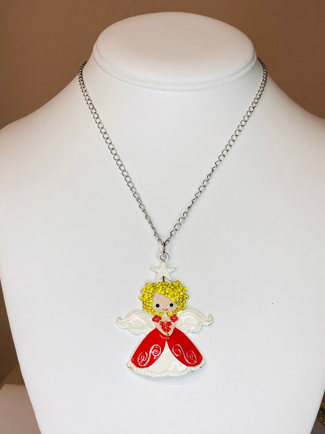 Glow in the Dark Angel Necklace / Blonde Angel Necklace / Christmas ...