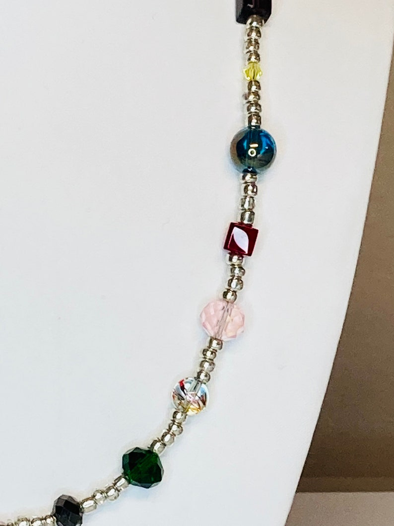 Calliope Necklace / Silver Seed Bead Necklace / Multi-gem | Etsy