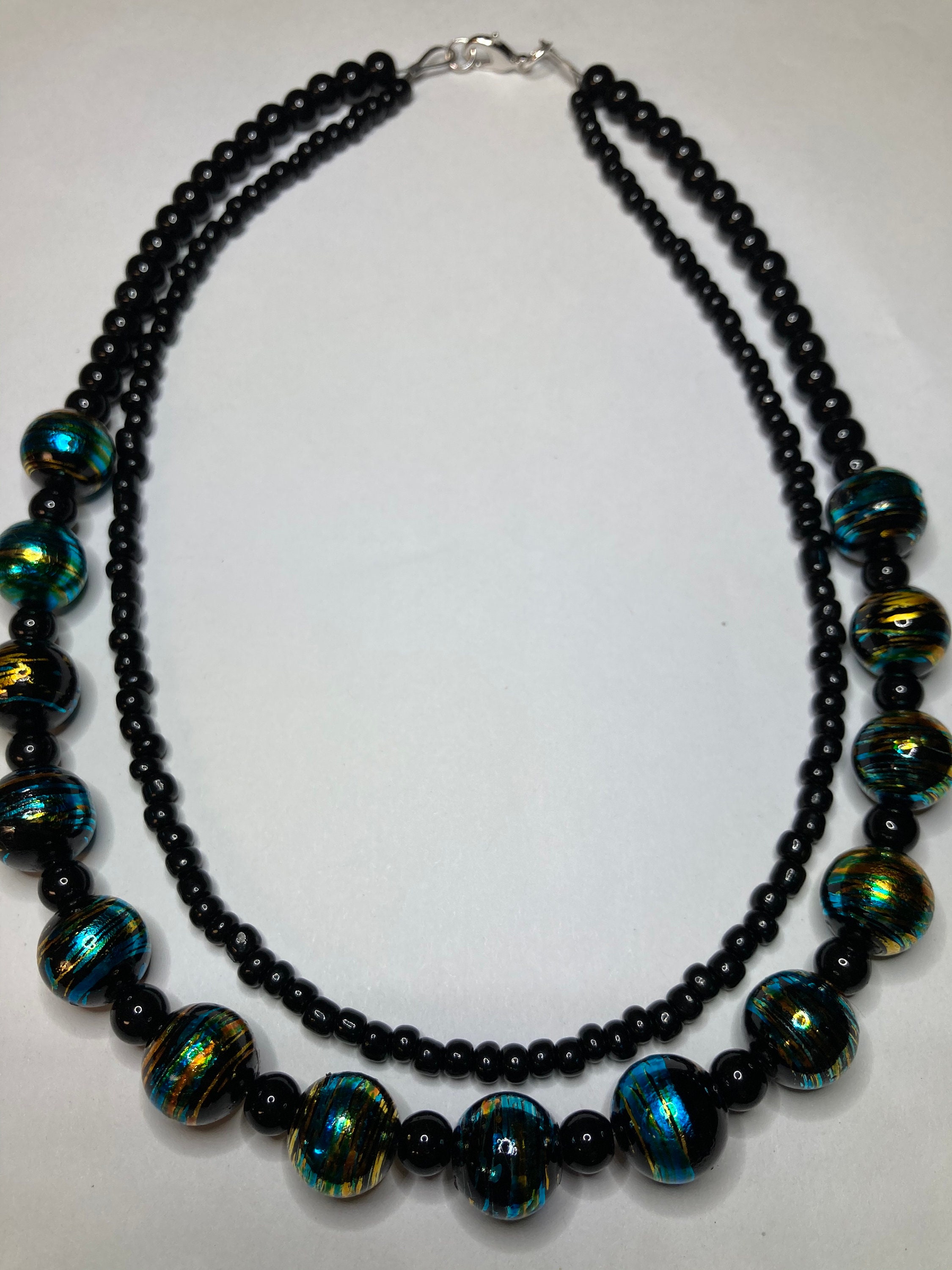 Double Strand Black Necklace / Black Seed Beads / Black - Etsy Double Strand Black Necklace / Black Seed Beads / Black - Etsy