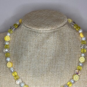 Lemon Beaded Necklace / Lemon Freshwater Pearl Necklace / Lemon Jewelry ...