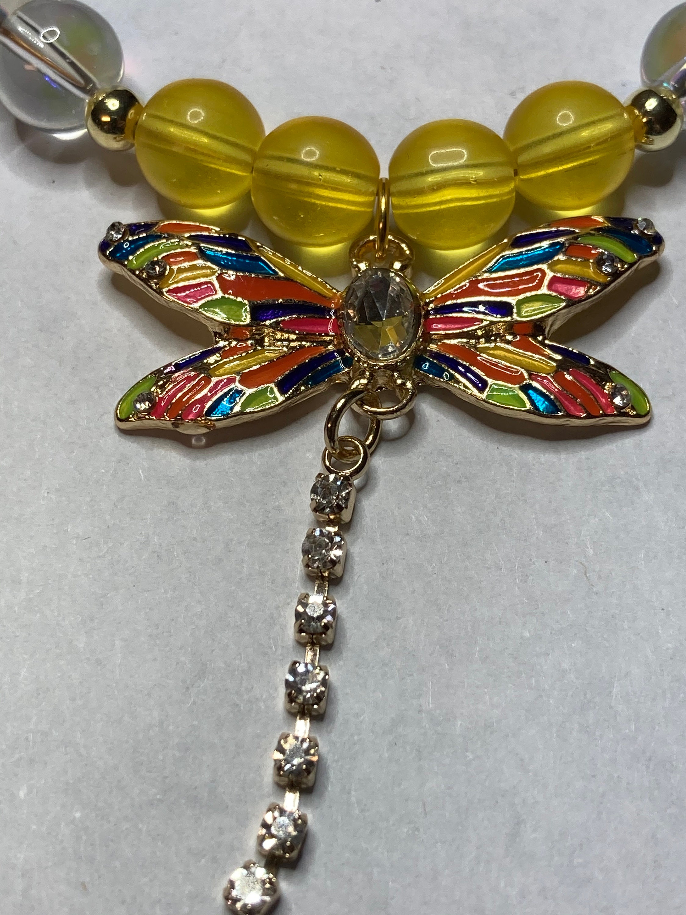 Multicolor Dragonfly Rhinestone / Dragonfly Necklace / Clear | Etsy