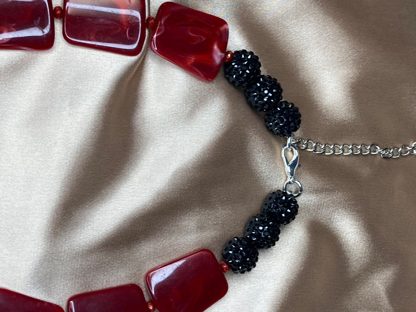 Big Beaded Necklace for Women / Chunky Burgundy Red Black / - Etsy