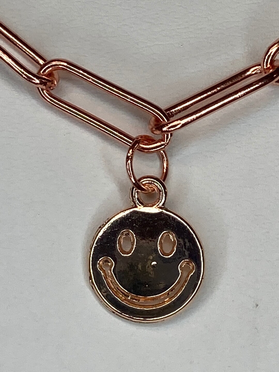Rose Gold Paper Clip / Rose Gold Smile Face Necklace / Paperclip ...