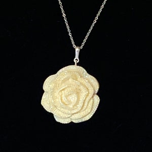 Chunky Rose Flower Necklace / Ivory Rhinestone Rose / Woman's Cream ...