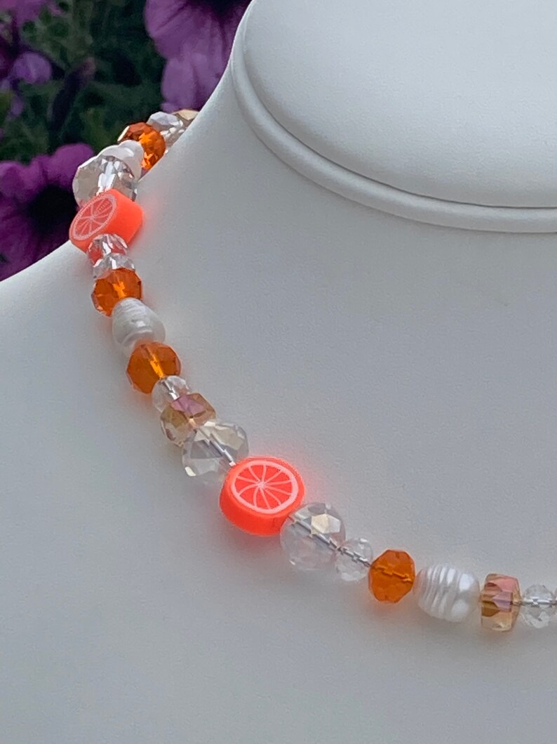 Fruit Orange Necklace / Orange Beaded Necklace / Freshwater - Etsy