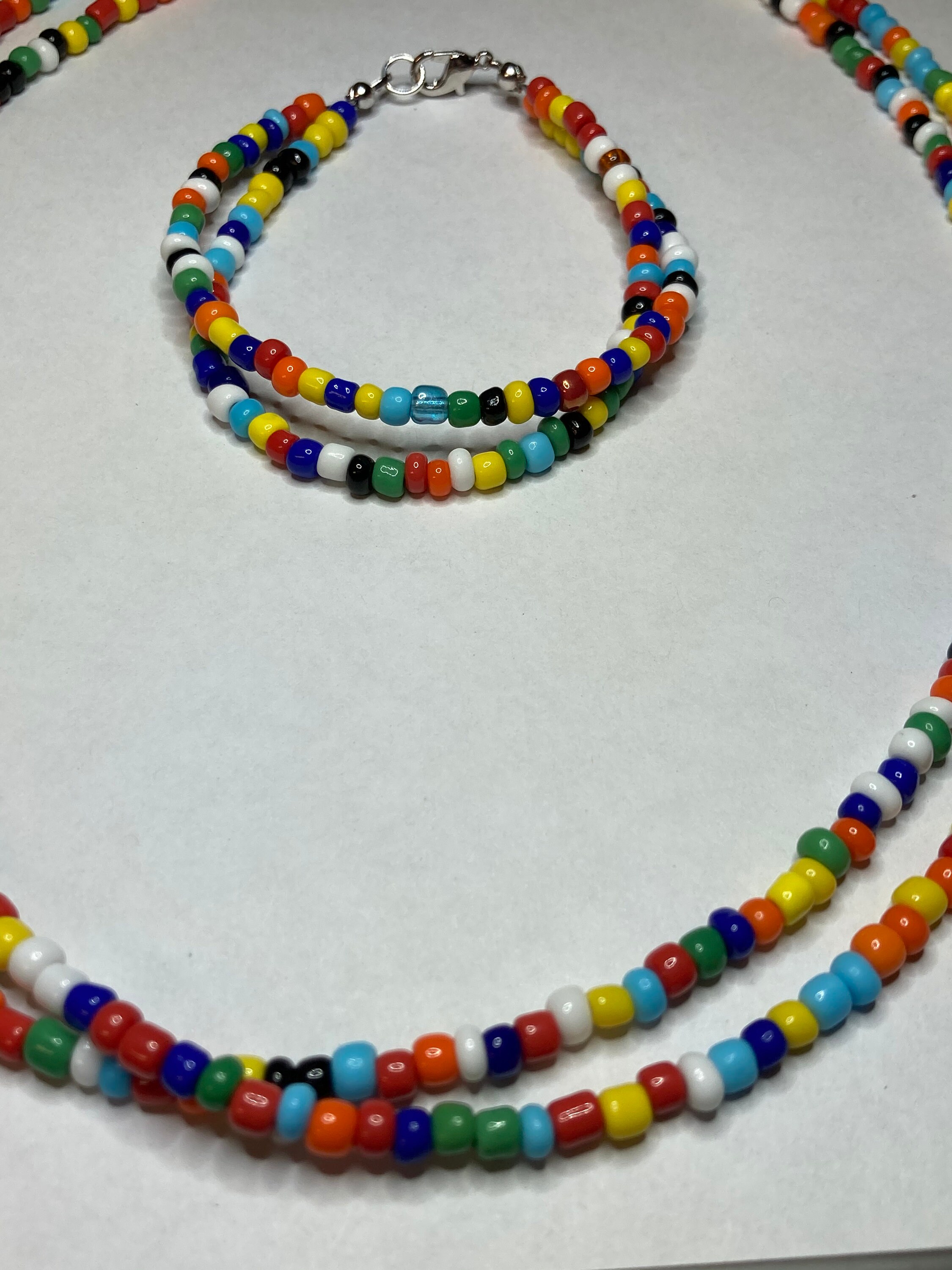 Seed Bead Necklace and Bracelet Set / Multi-color Seed Bead - Etsy