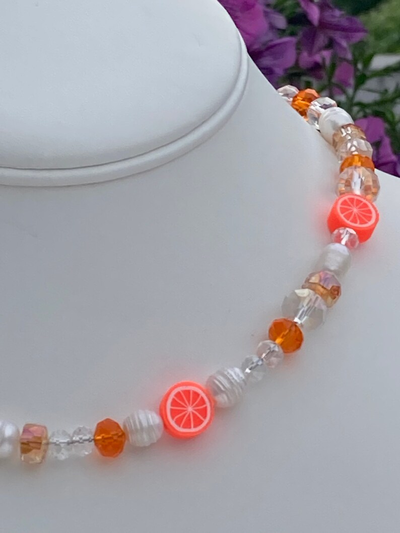 Fruit Orange Necklace / Orange Beaded Necklace / Freshwater - Etsy