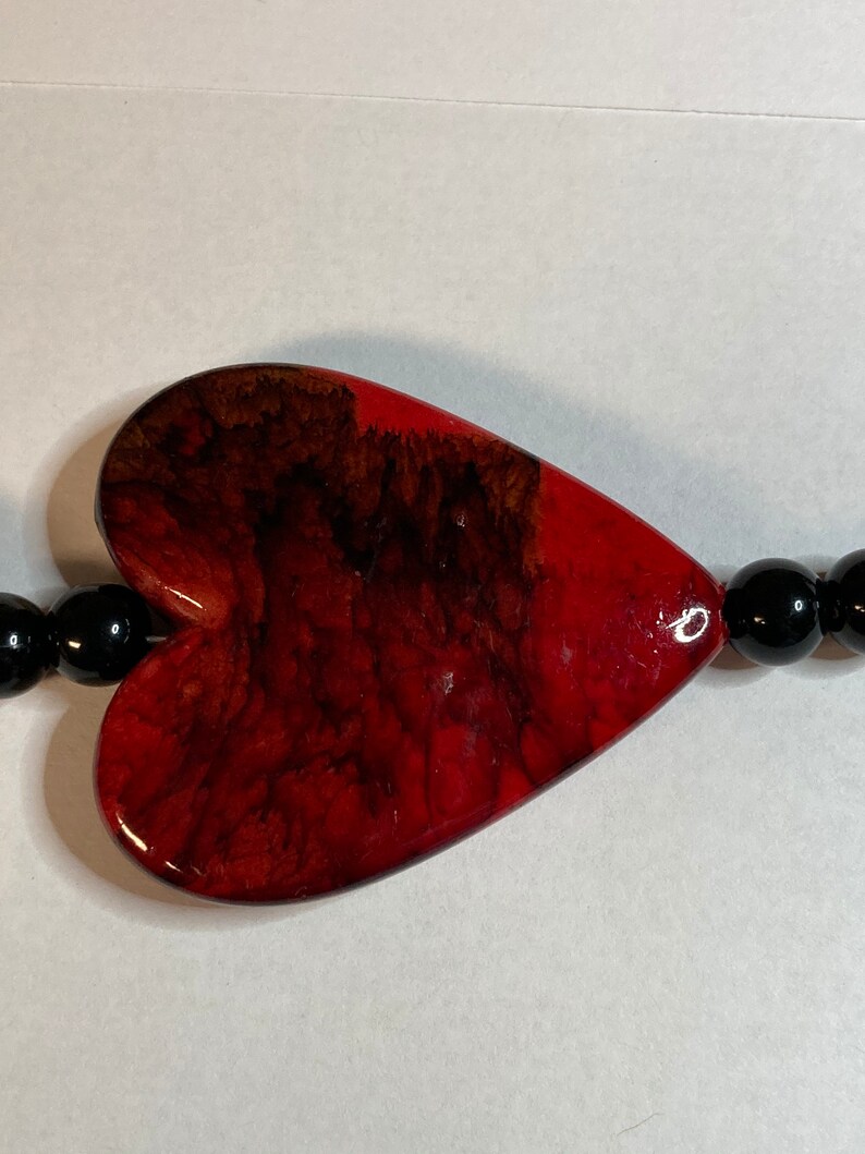 Red Heart Necklace / Red Marble Heart Necklace / Red Heart - Etsy