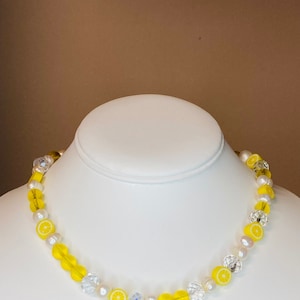 Lemon Beaded Necklace / Lemon Freshwater Pearl Necklace / Lemon Jewelry ...