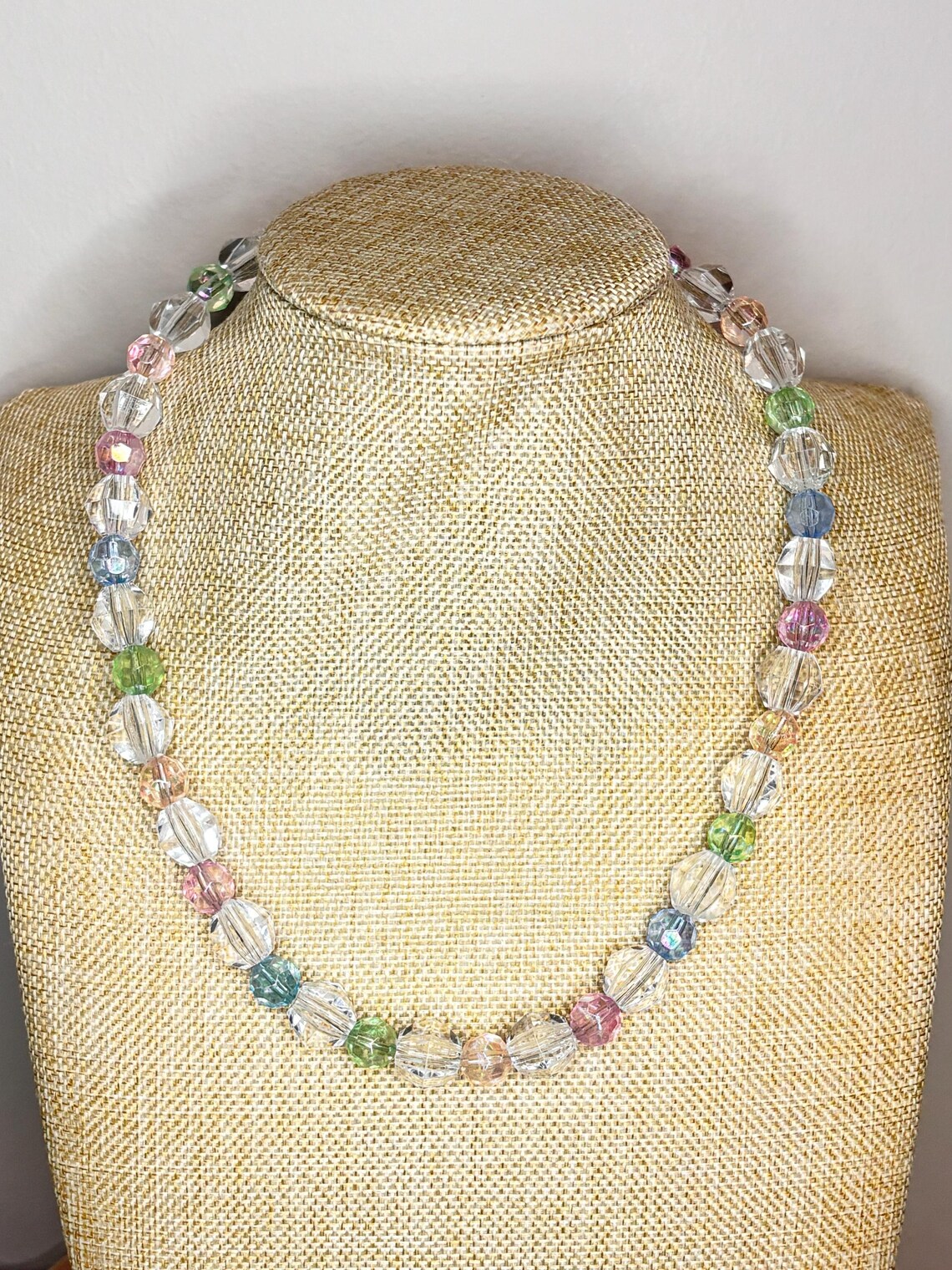 Summer Spring Chunky Necklace / Pastel Necklace / Clear Beads / Acrylic ...