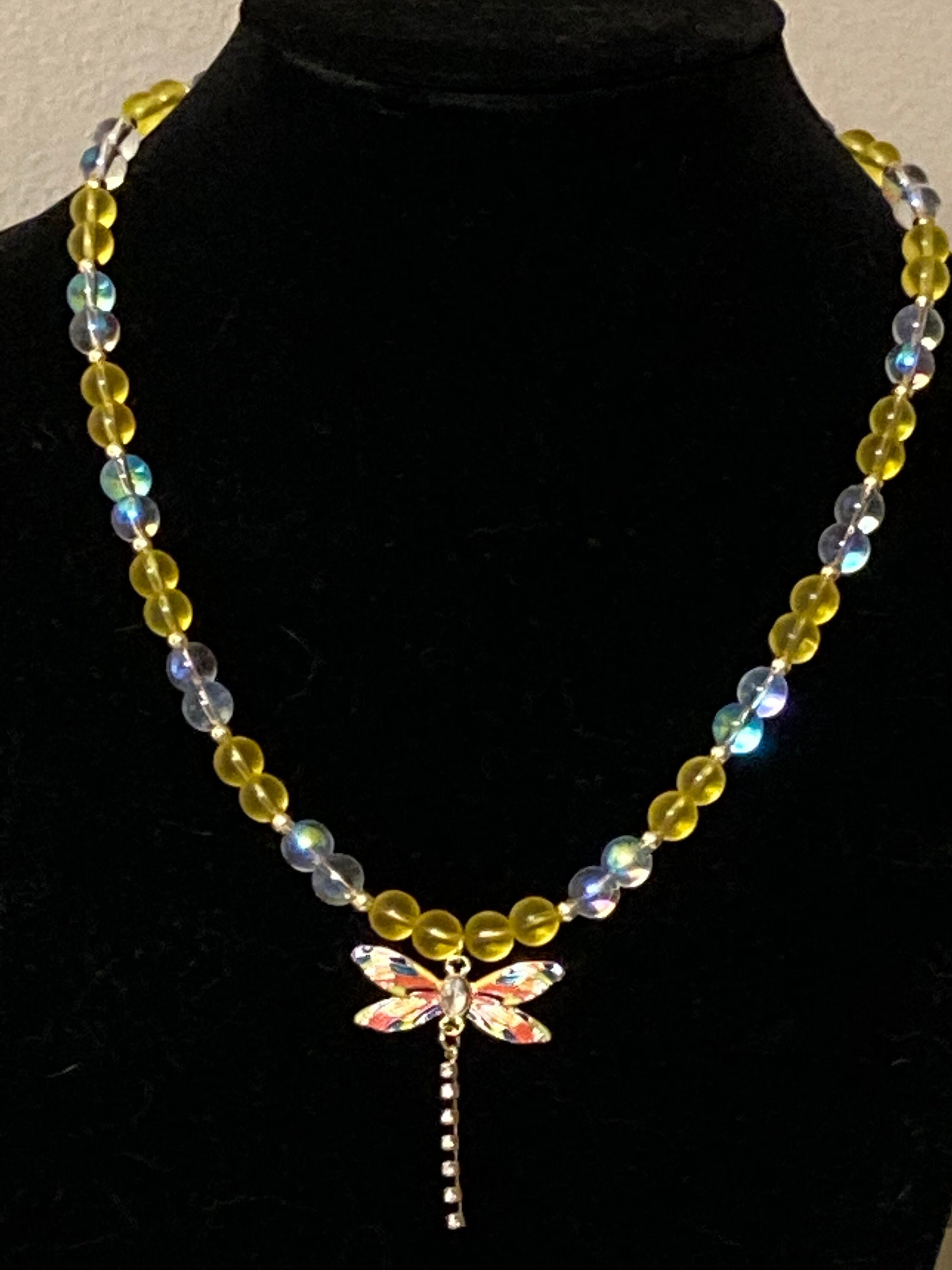 Multicolor Dragonfly Rhinestone / Dragonfly Necklace / Clear | Etsy