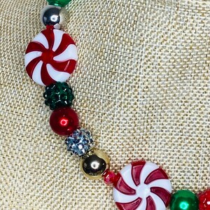 Christmas Peppermint Candy Necklace / Green Silver Gold Red / Holiday ...