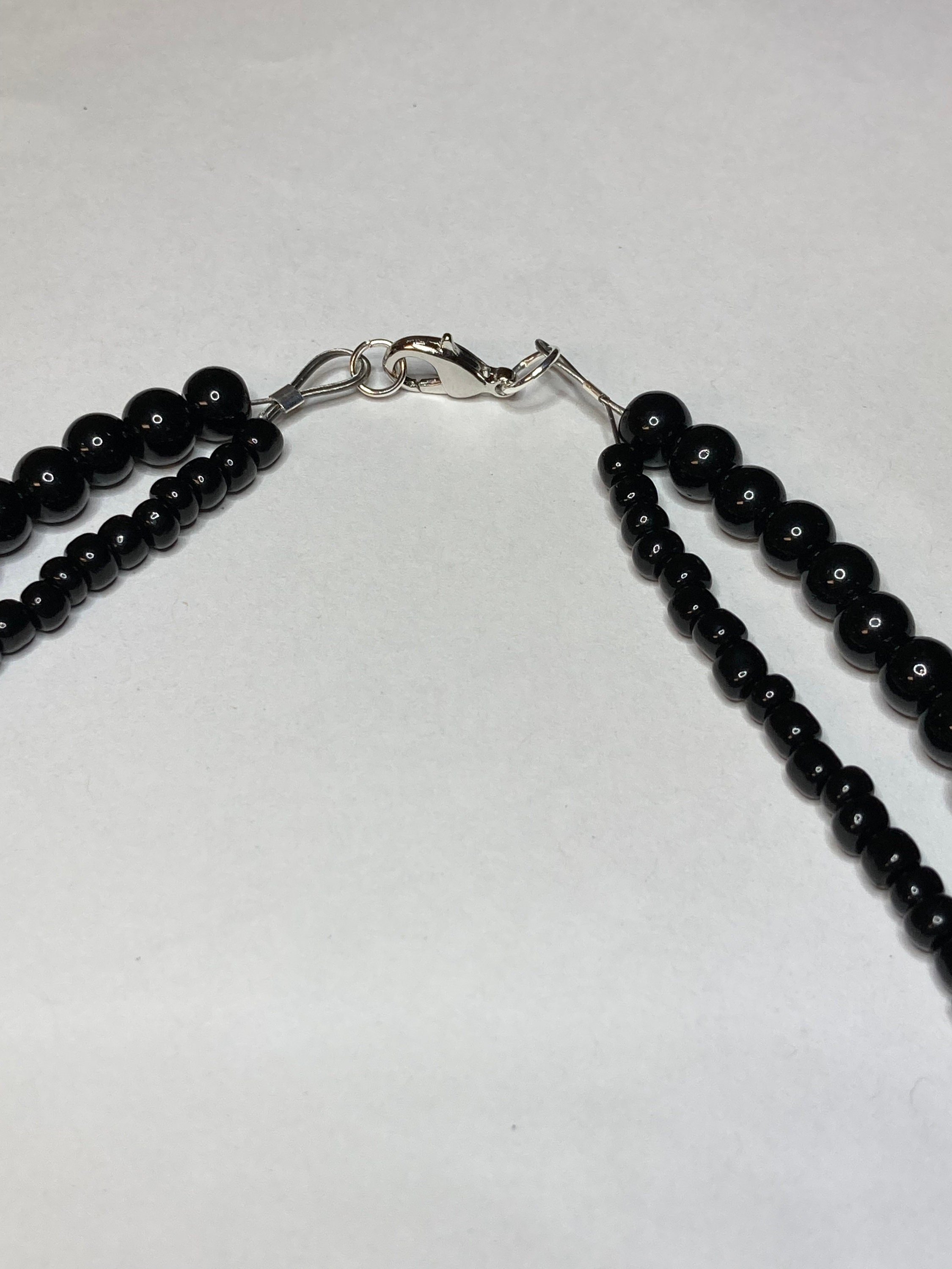 Double Strand Black Necklace / Black Seed Beads / Black - Etsy Double Strand Black Necklace / Black Seed Beads / Black - Etsy