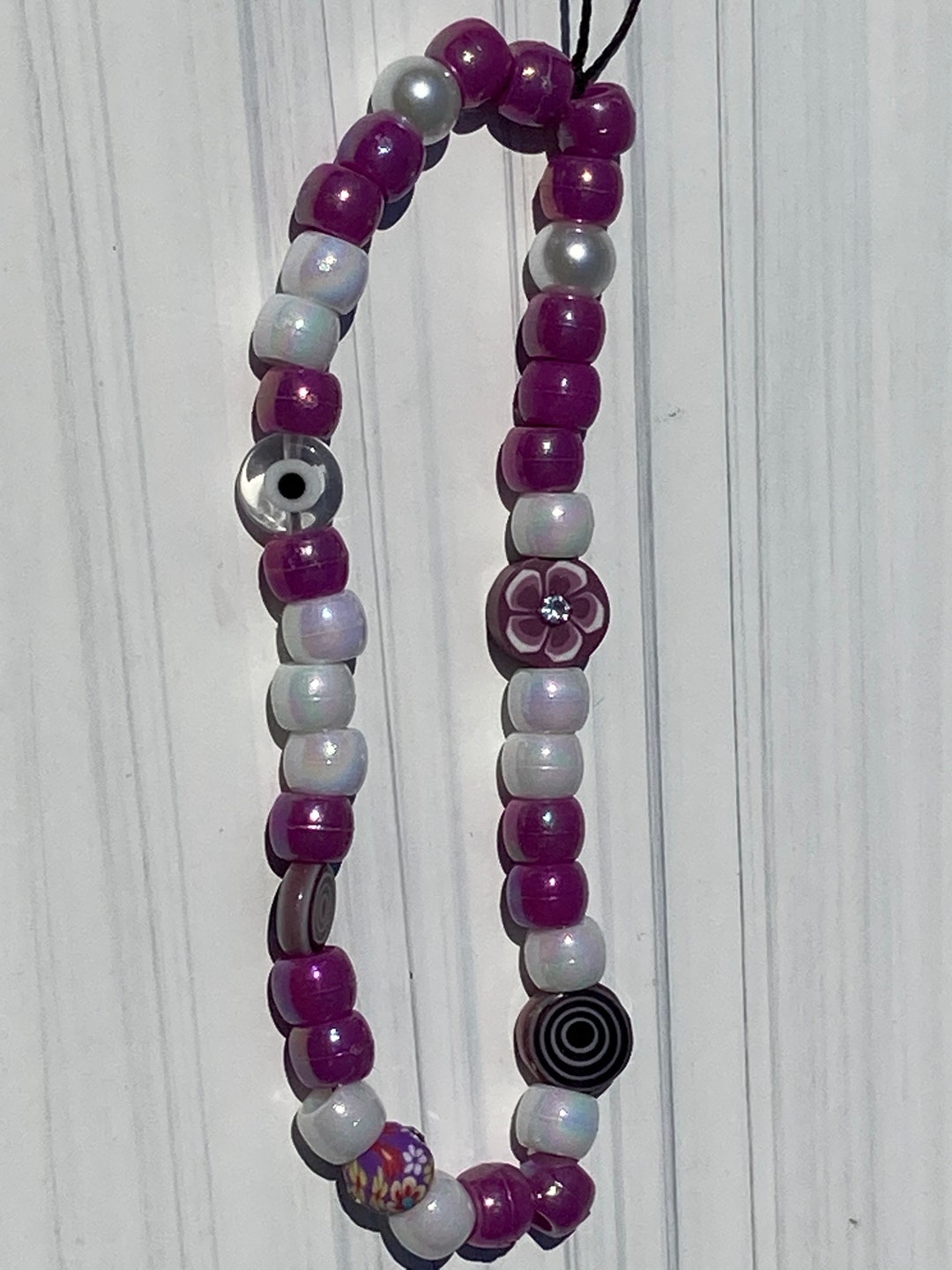 Purple Phone Chain / Evil Eye Chain / Purple Beaded Phone Chain / Phone ...