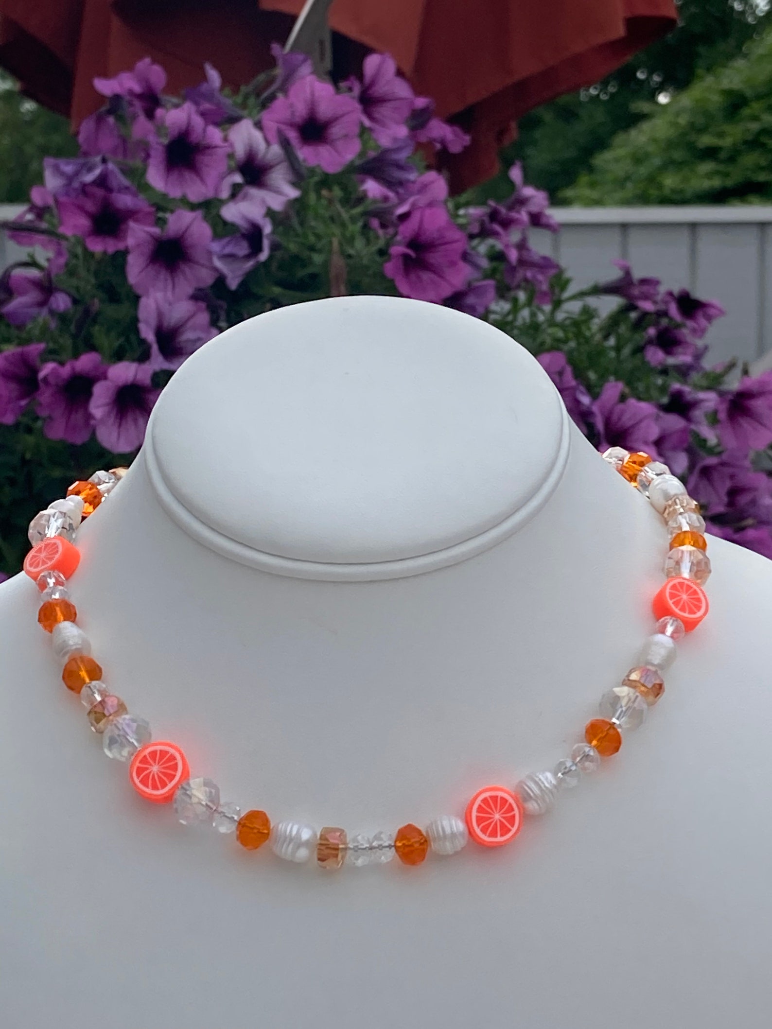 Fruit Orange Necklace / Orange Beaded Necklace / Freshwater | Etsy