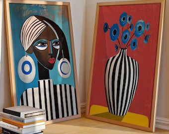 Colorful Stripes Art Print, Contemporary Striped Printable Art ...