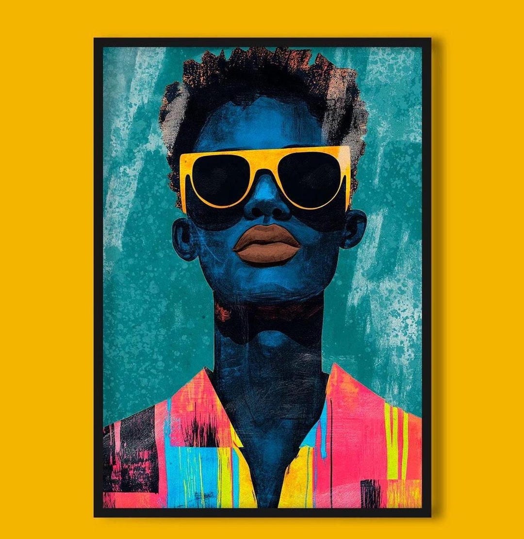 African Man Pop Art Print, Black Man Vibrant Illustration, Man of Color ...