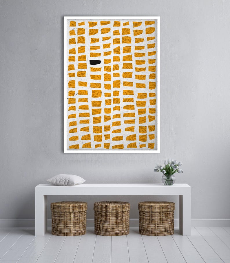 Black Yellow Abstract Prints, Minimalist Wall Art, Contemporary Poster ...