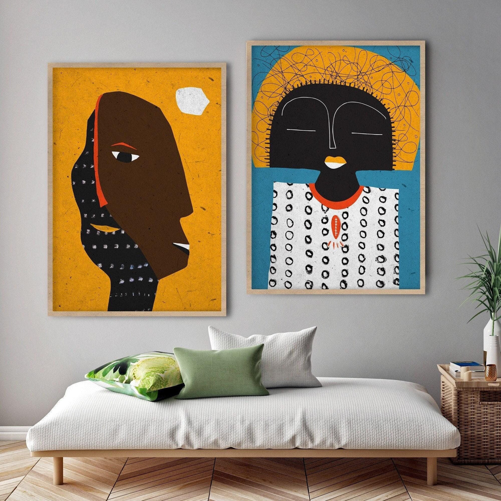 Black Woman African Poster Set, Afro-american Art Print, Ethnic ...
