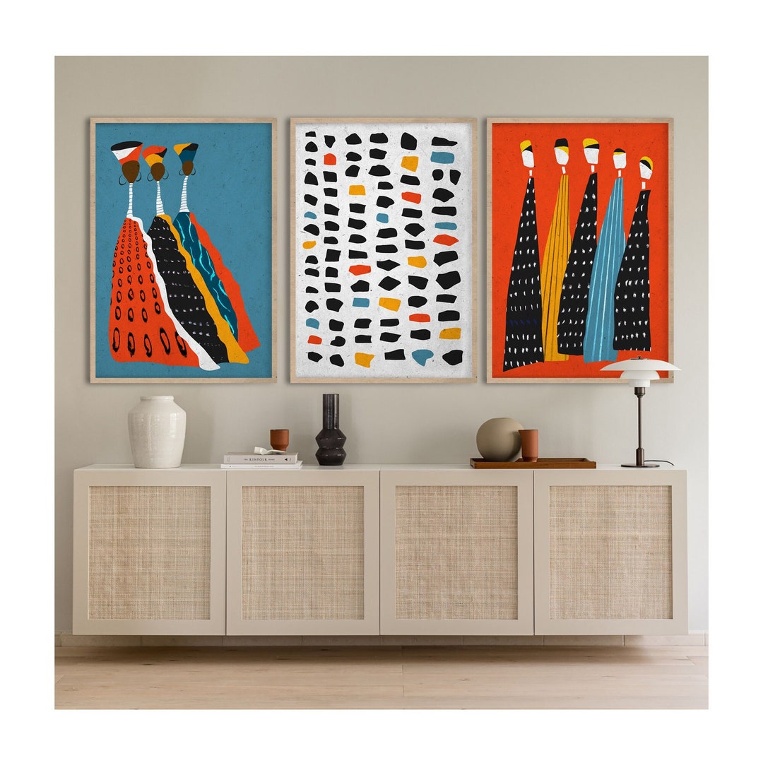 Nigerian Art Prints, Abstract Afro Family Set, Afro Patterns Decor ...