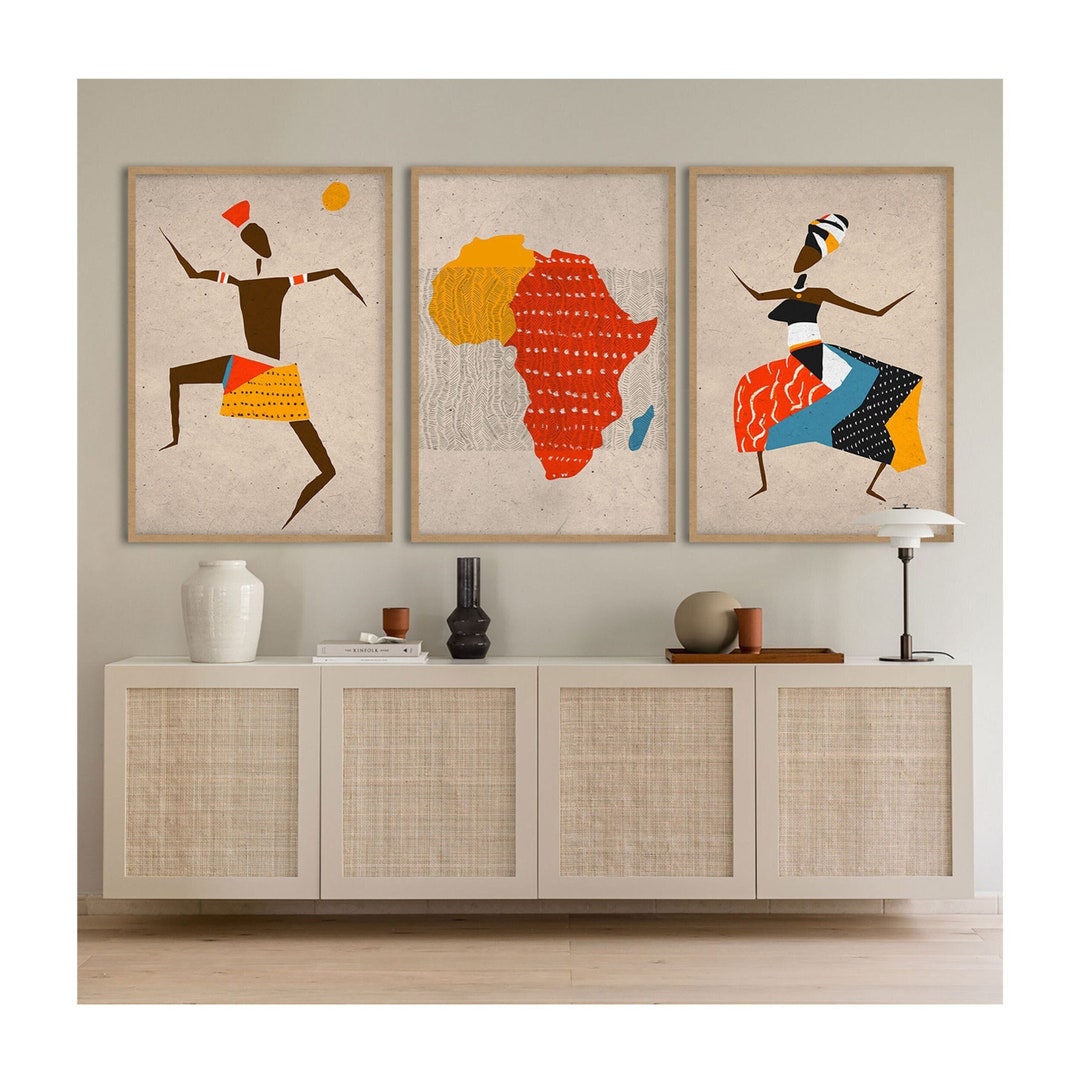 African Dancers Poster, Dancing Figures Printed on Paper or Canvas ...