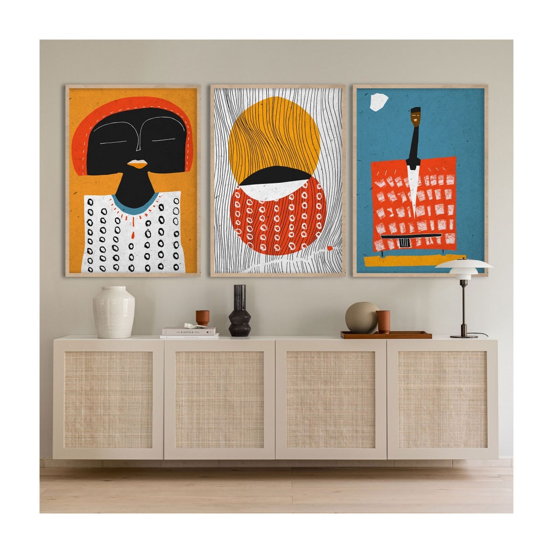 Black Woman Art, Modern Afro Print Set, African American Art, Afro ...