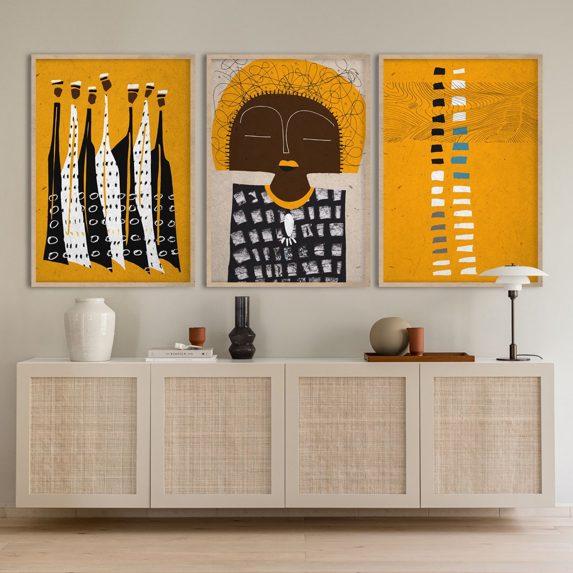 Abstract African Woman Contemporary African American Art Set - Etsy