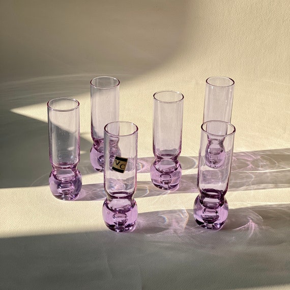 Vintage 70s Set of Six Lilac Glass Liqueur Glasses - Etsy