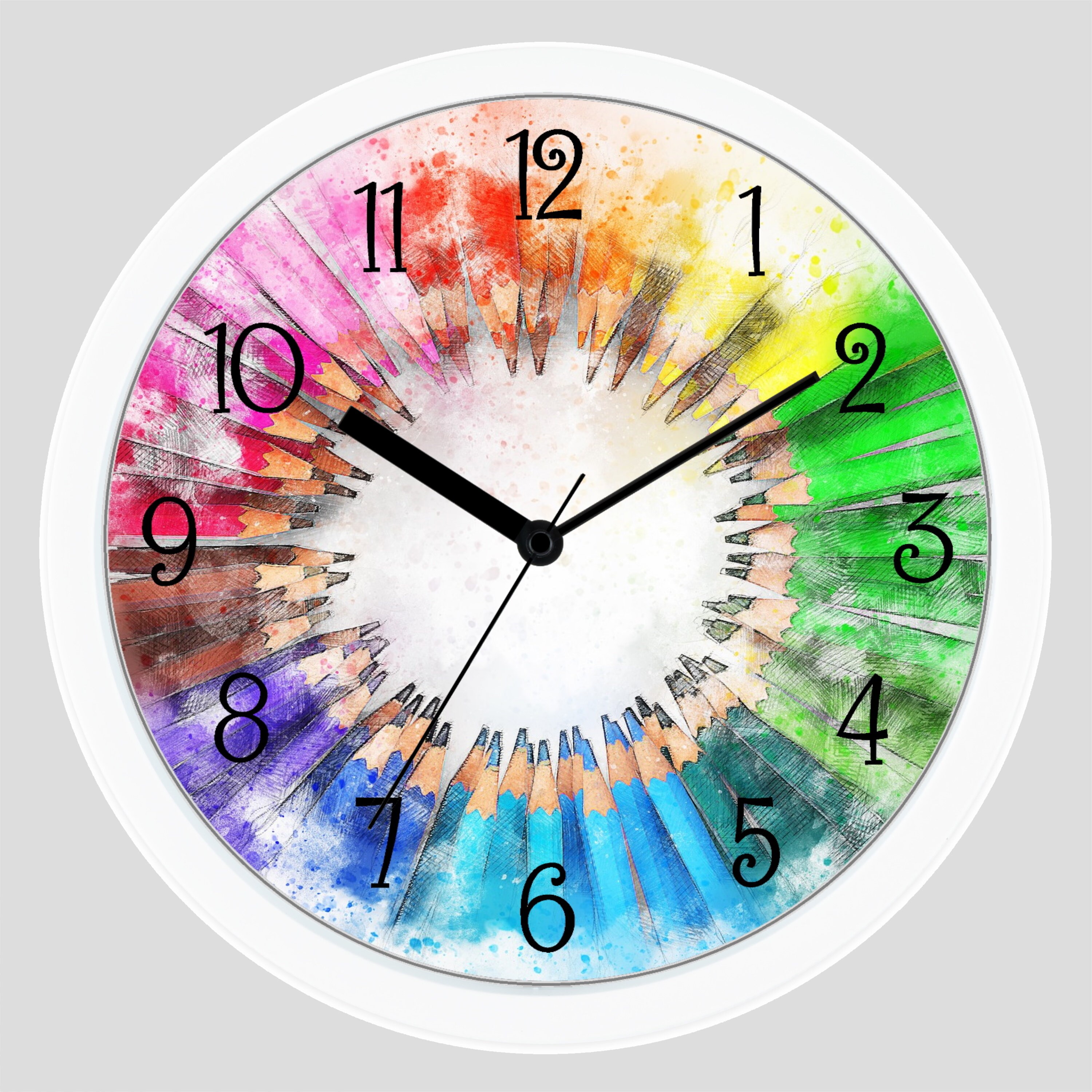RAINBOW Colored Pencils Wall Clock,novelty Clock,unique Gift, Artist ...