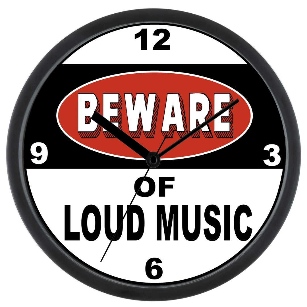 BEWARE of LOUD MUSIC Wall Clock, Retro Wall Clock, Music Clock, Home ...