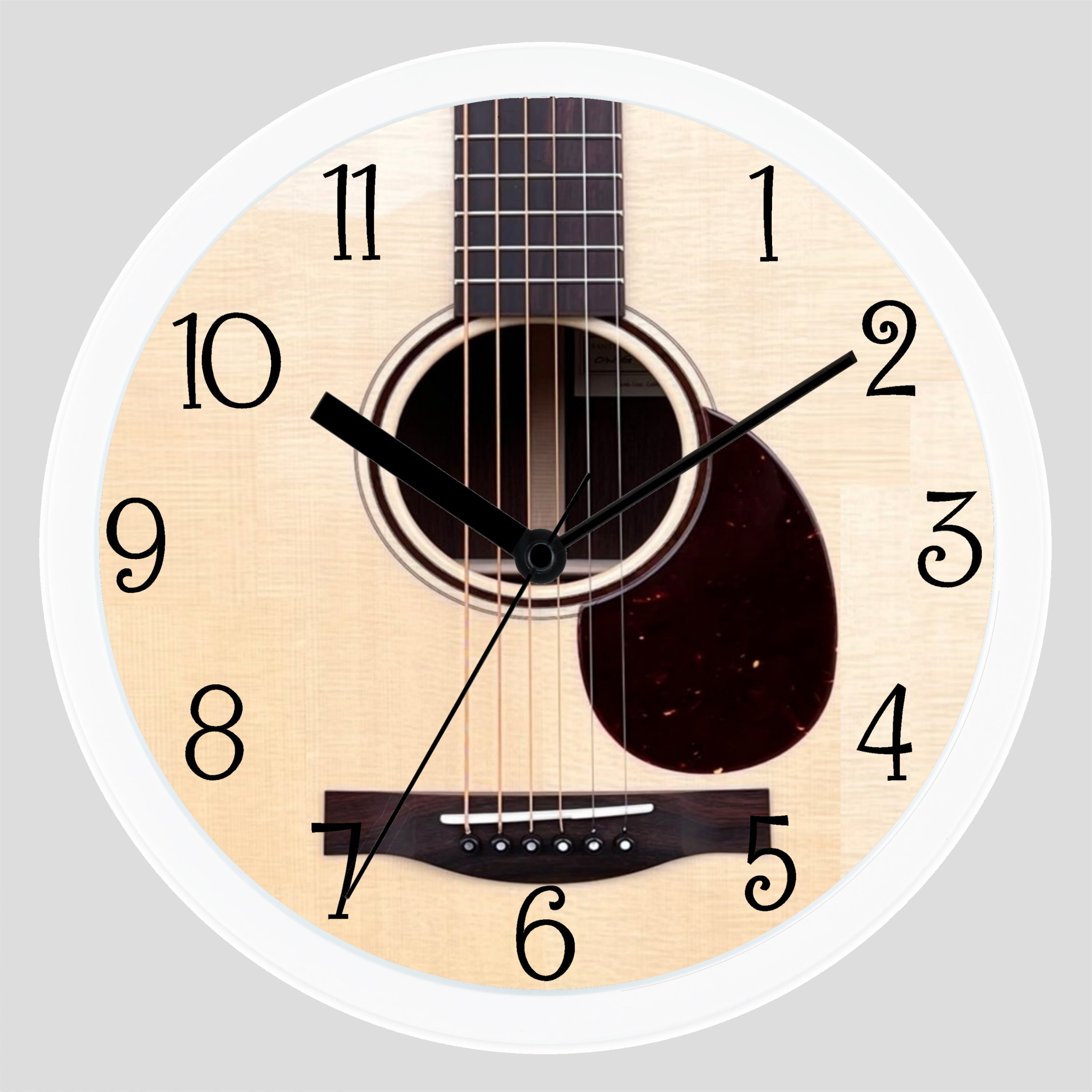 GUITAR Clock, Acoustic Guitar, Music Clock, Music Room Wall Clock ...