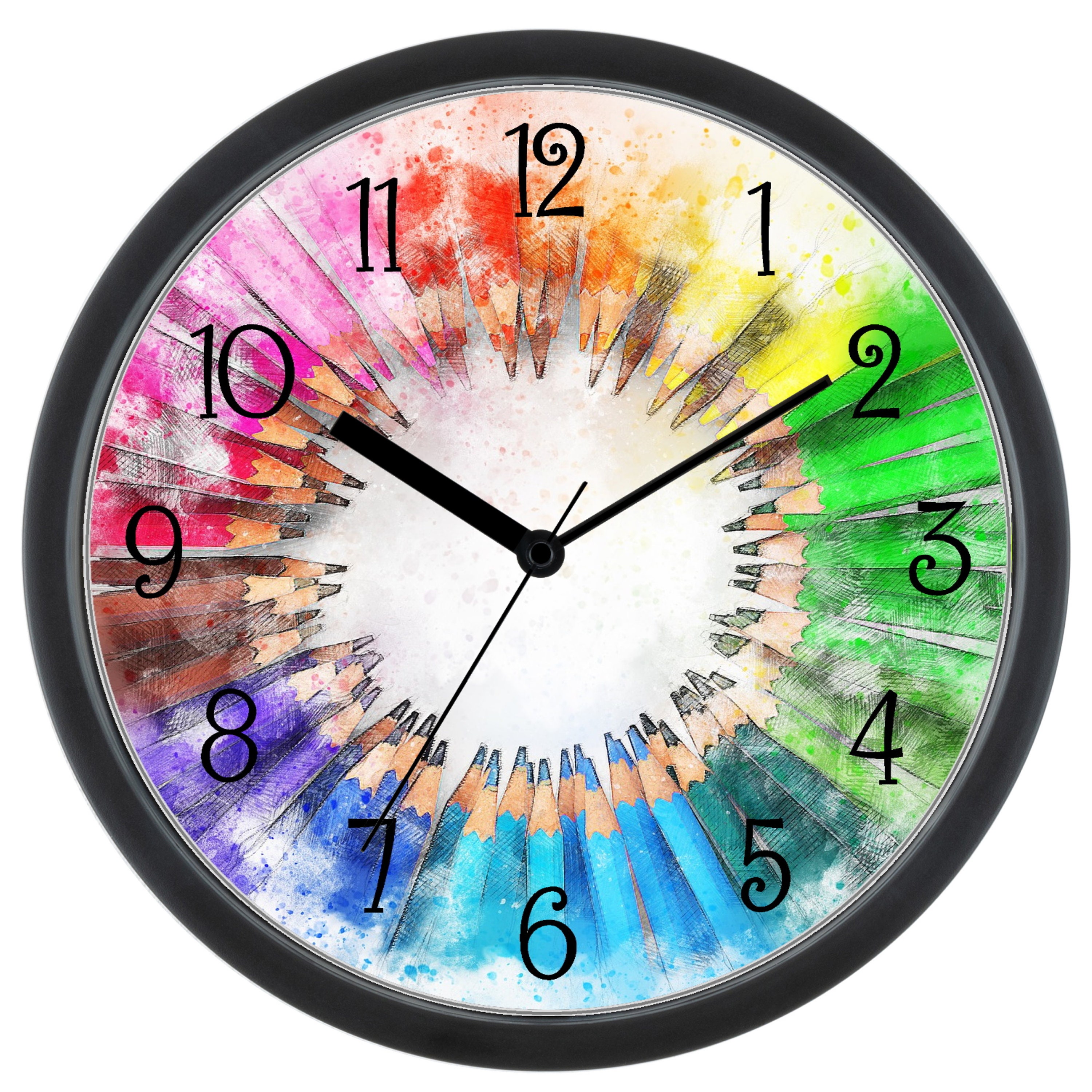 RAINBOW Colored Pencils Wall Clock,novelty Clock,unique Gift, Artist ...