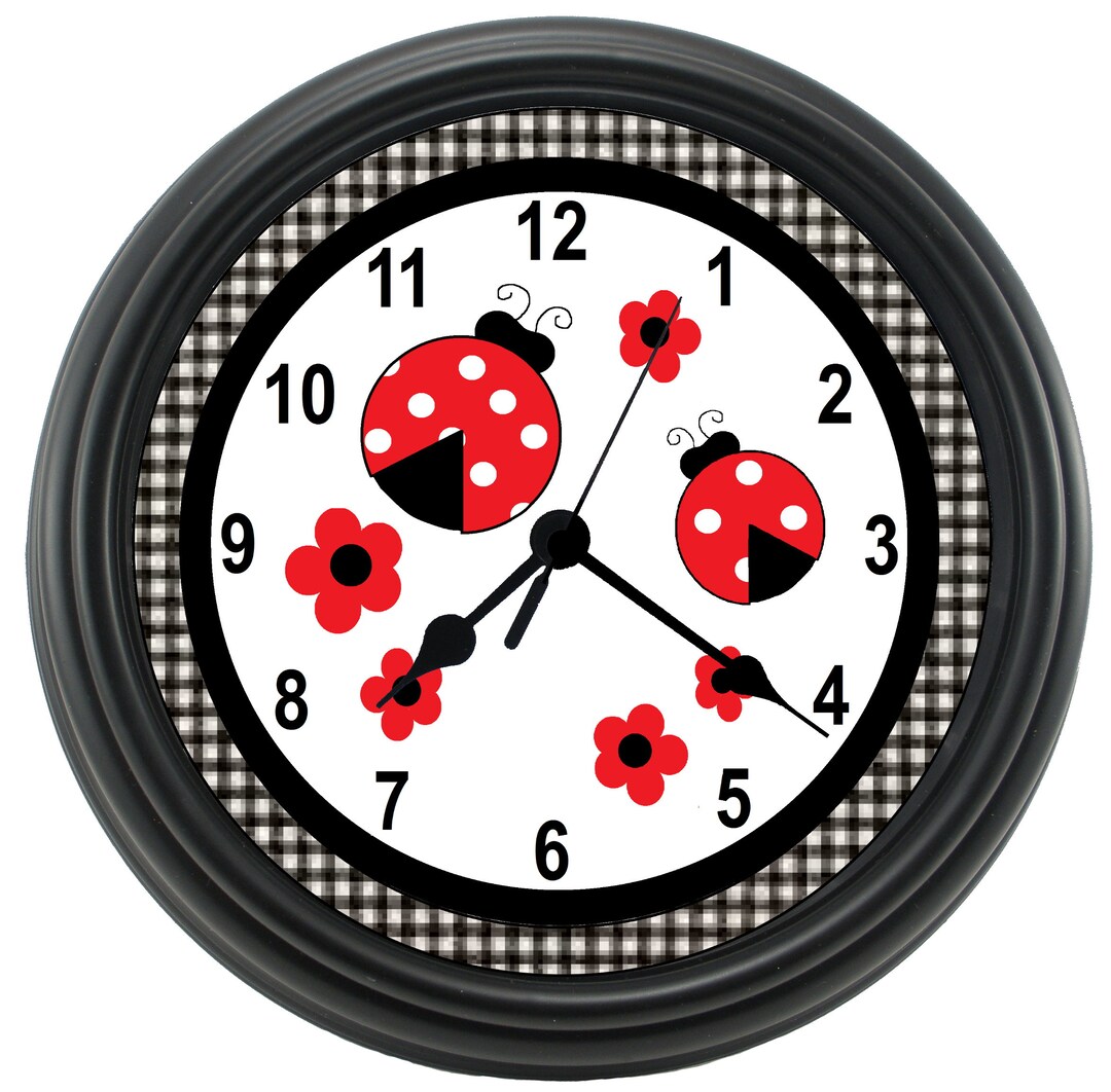 LADYBUG Lady Bug Wall Clock, Novelty Clock, Unique Gift for Her, Black ...