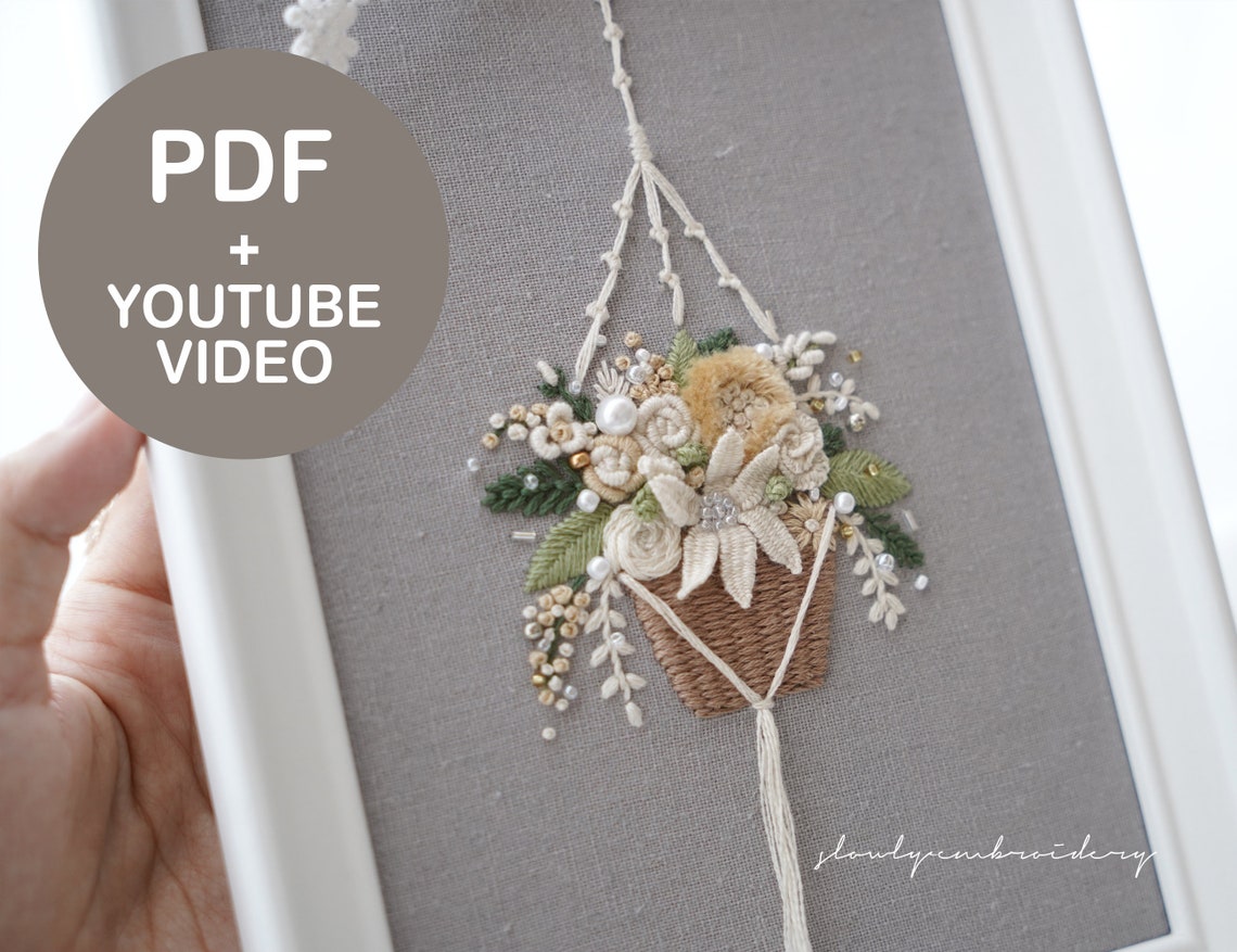Hand Embroidery PDF Pattern Flower Embroidery 3D Hand - Etsy