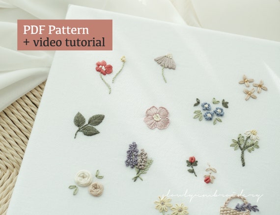 Floral Embroidery PDF Patterns Hand Embroidery Video - Etsy