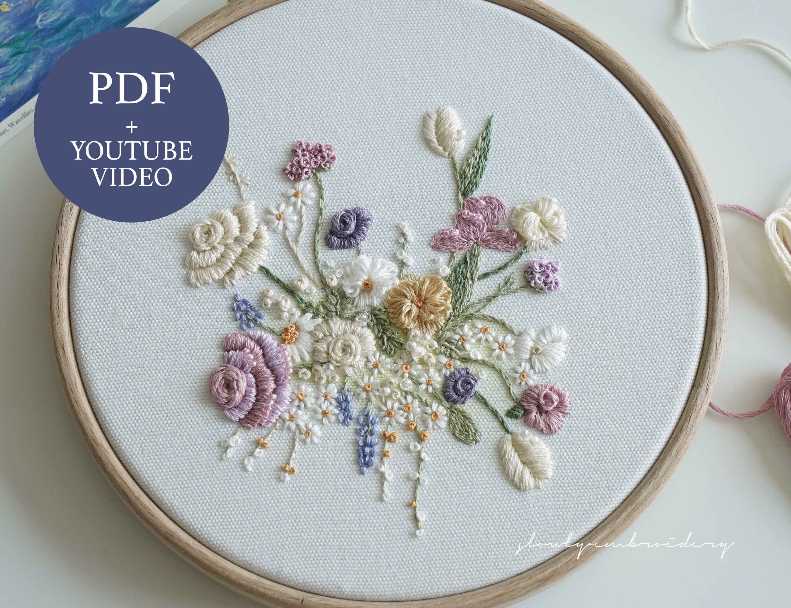Lovely Bouquet Beautiful Flowers Hand Embroidery PDF Pattern - Etsy