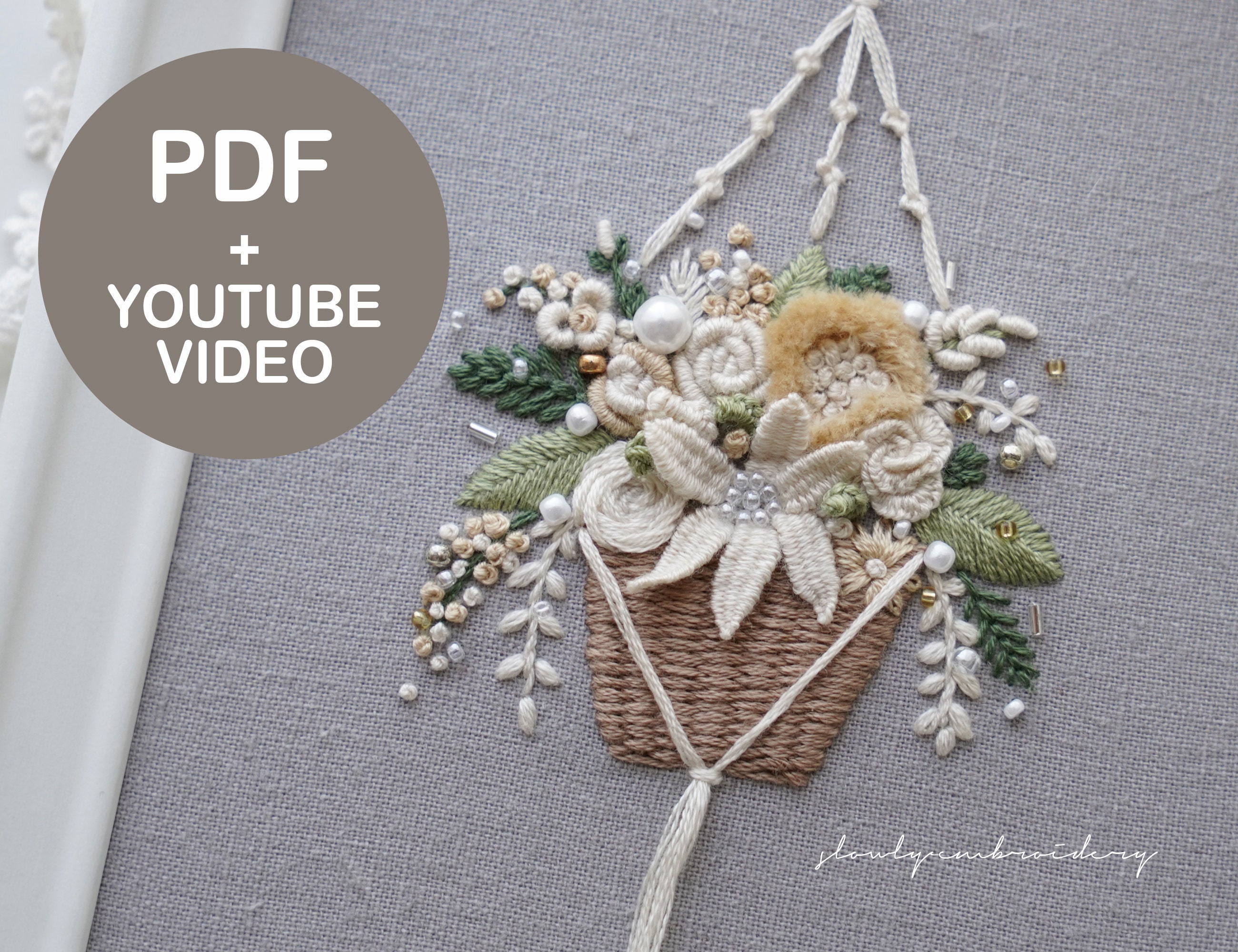 Hand Embroidery PDF Pattern Flower Embroidery 3D Hand - Etsy