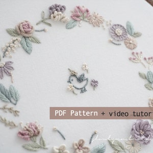 Floral Embroidery PDF Patterns, Hand Embroidery Video Tutorial, Flower ...