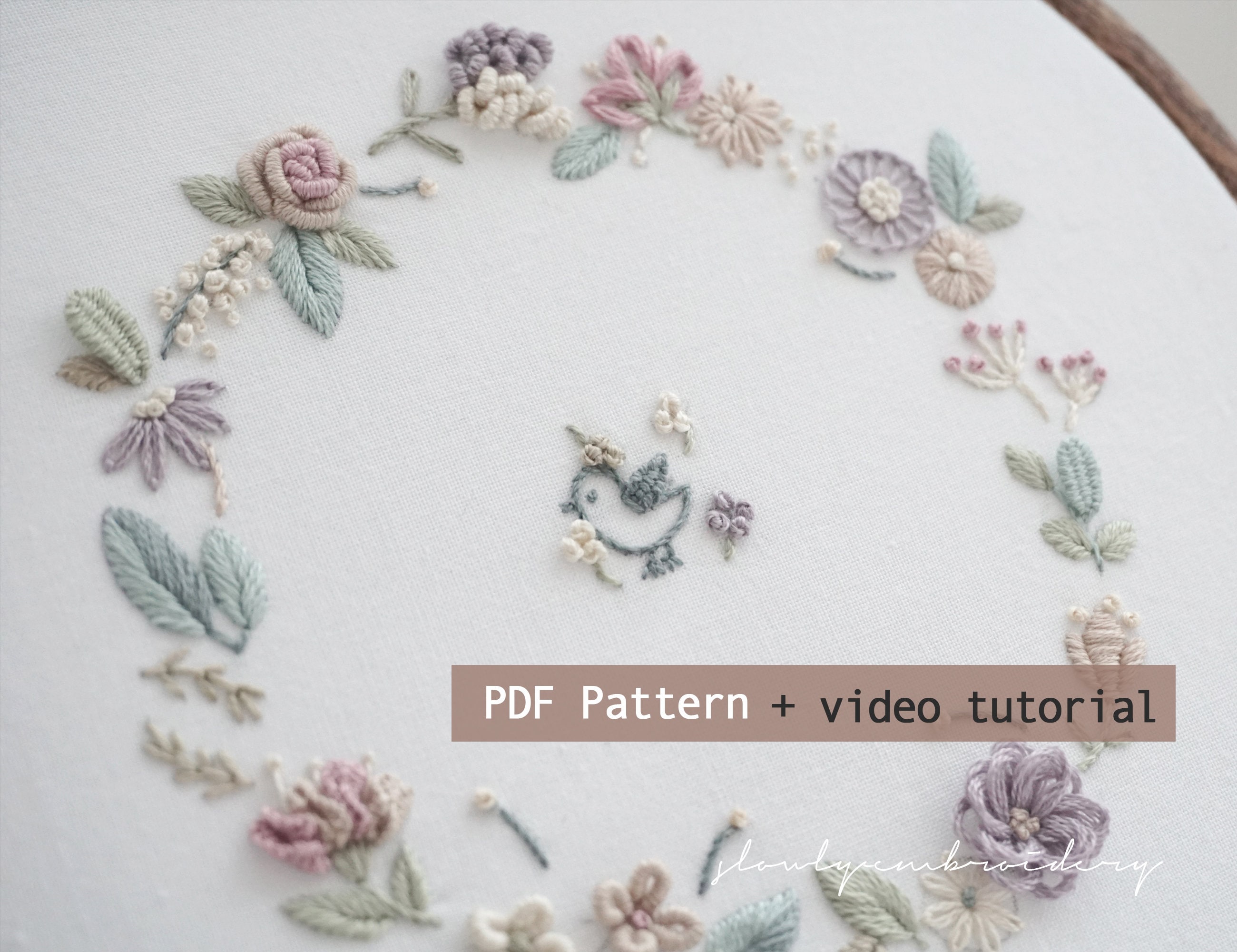 3D Embroidery, Flower Embroidery Pattern, PDF Pattern, Video Tutorial ...