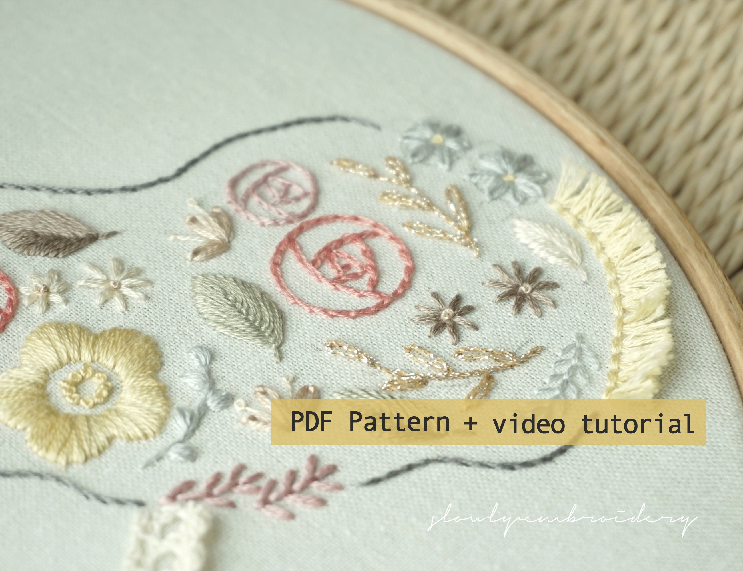 Spring Flower Embroidery Pattern, PDF Pattern, Video Tutorial, Floral ...