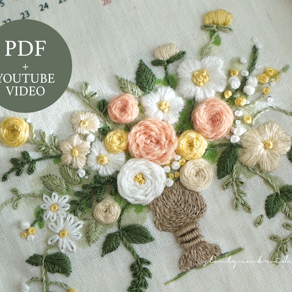 Flower Embroidery Pattern - Etsy