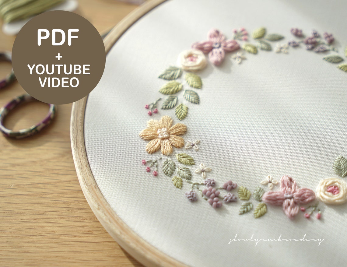 Embroidery Pattern Video Tutorial PDF Pattern Flower Hand - Etsy