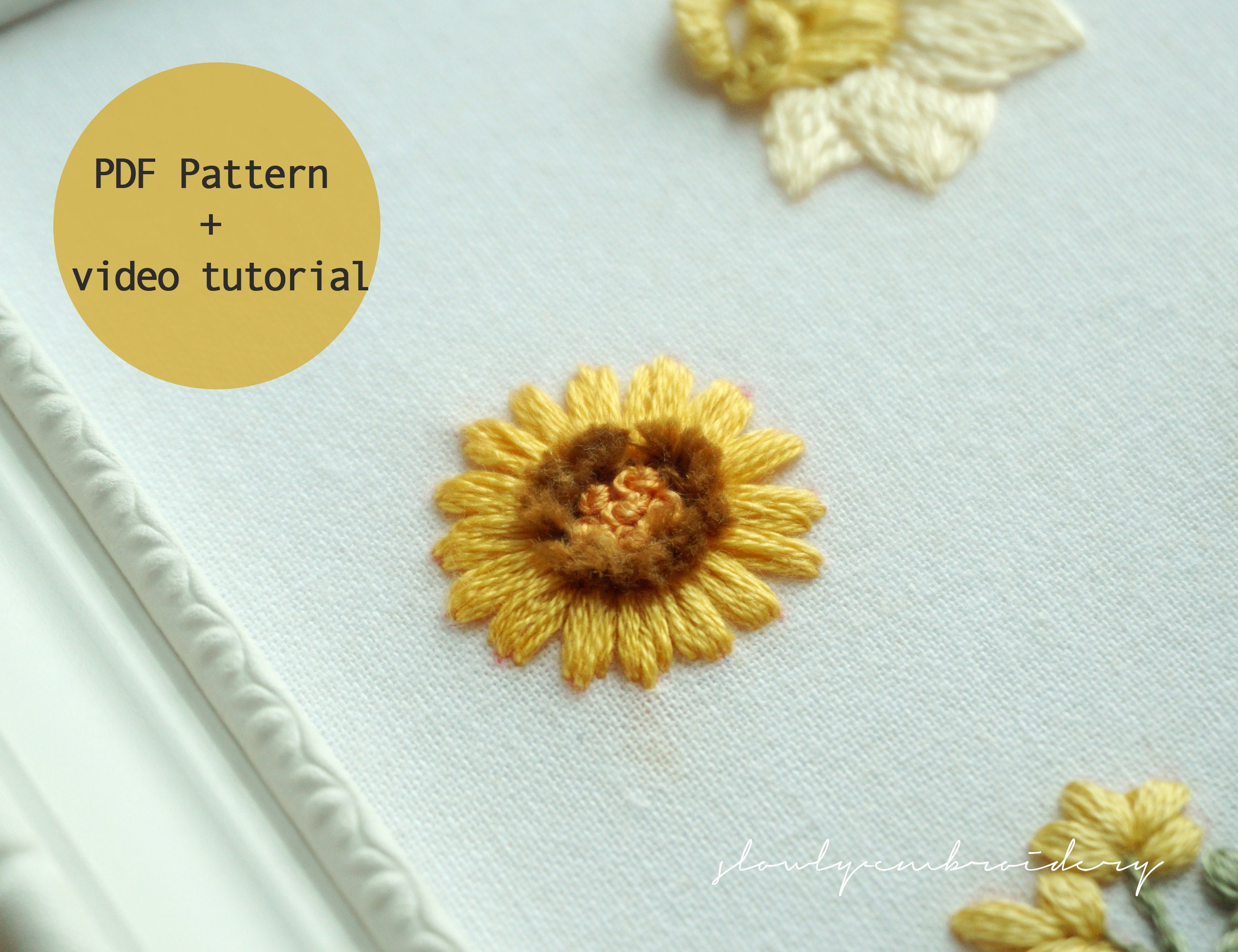 Yellow Flower Embroidery Pattern Floral Embroidery PDF - Etsy