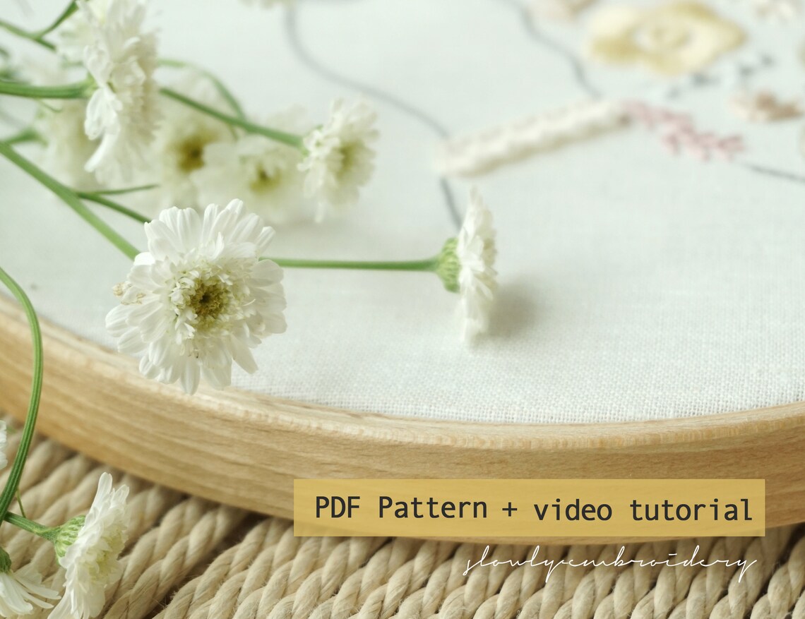 Spring Flower Embroidery Pattern PDF Pattern Video Tutorial - Etsy