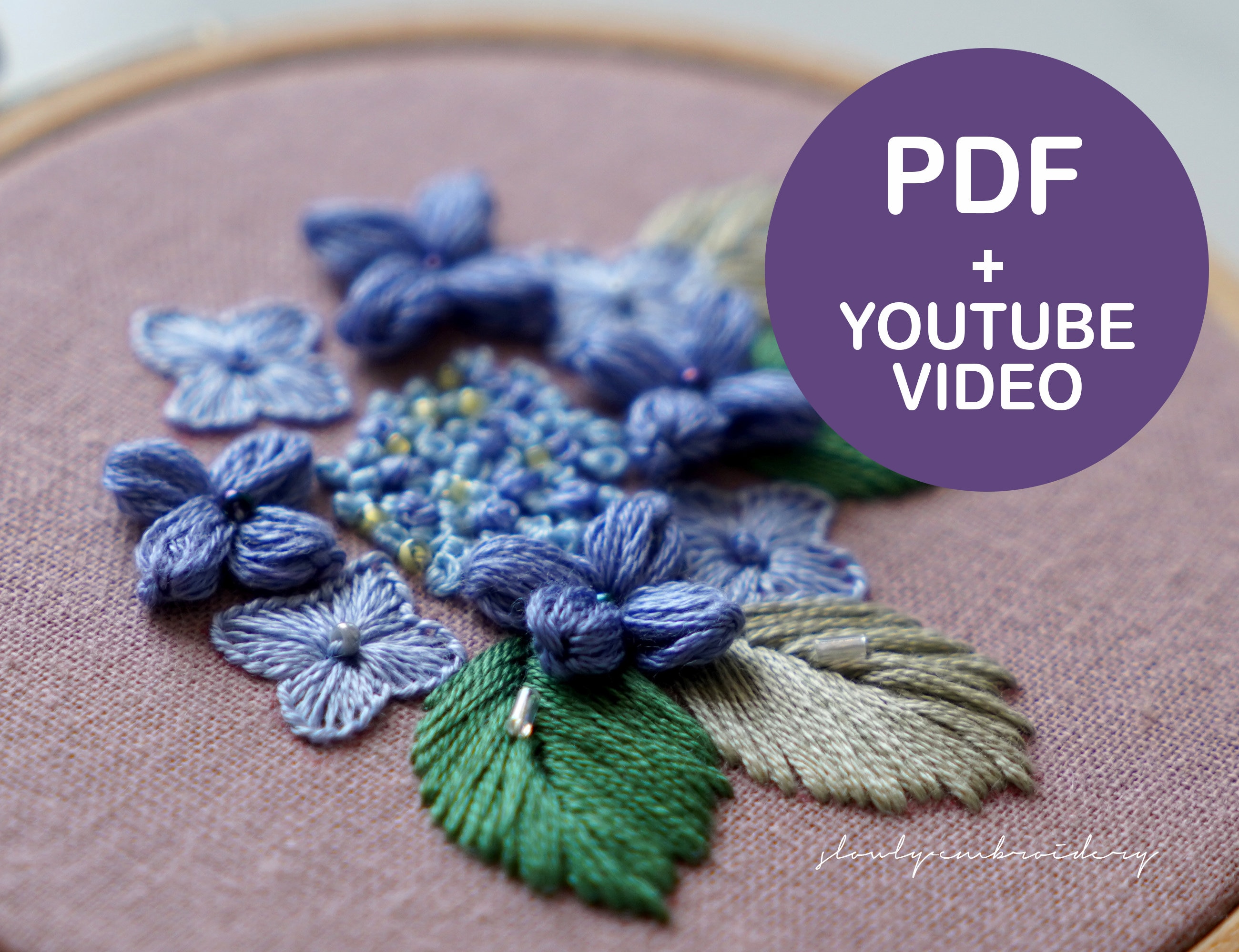 Mountain Hydrangea Flower Embroidery Pattern PDF Pattern - Etsy UK