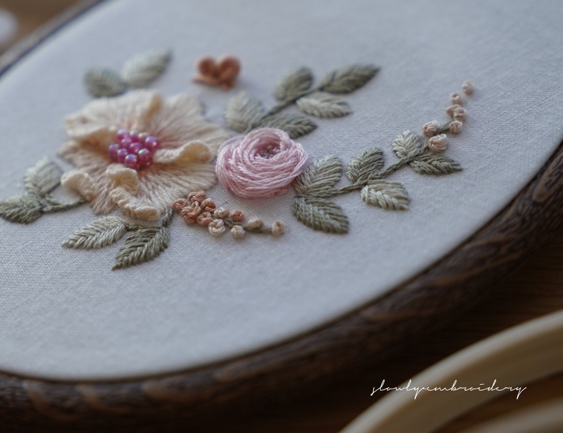 Vintage Flower Embroidery Pattern Hand Embroidery Design | Etsy