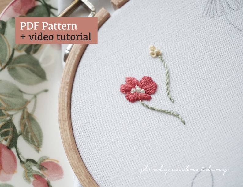 Floral Embroidery PDF Patterns, Hand Embroidery Video Tutorial, Flower ...