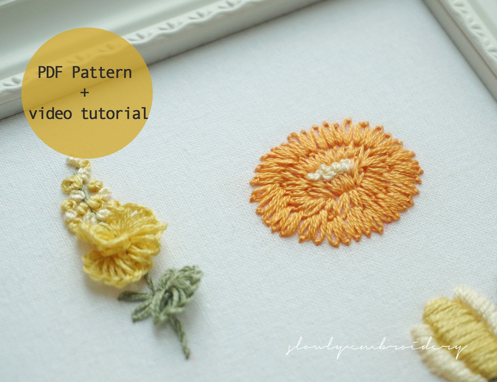 Yellow Flower Embroidery Pattern Floral Embroidery PDF - Etsy