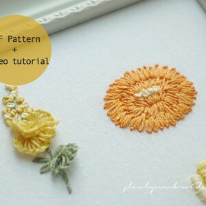 Yellow Flower Embroidery Pattern, Floral Embroidery, PDF Pattern, Video ...